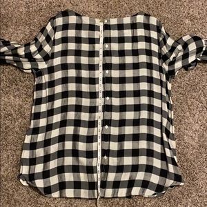 LOFT | Tops | Loft Buffalo Checked Button Back Blouse | Poshmark